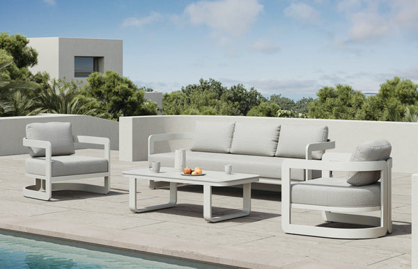 Audi 4 Pc Outdoor Lounge Setting | White Aluminium – OSMEN OUTDOOR ...